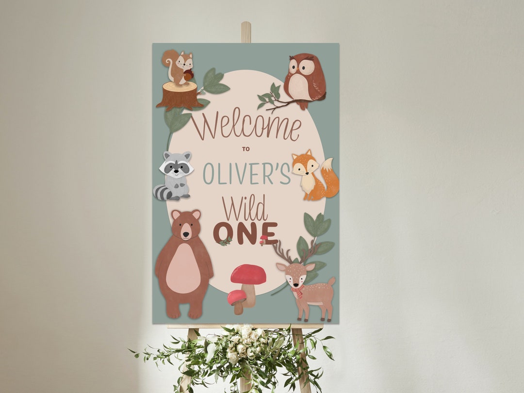 Woodland Welcome Sign - Wild One Welcome Sign - Woodland Birthday Party ...