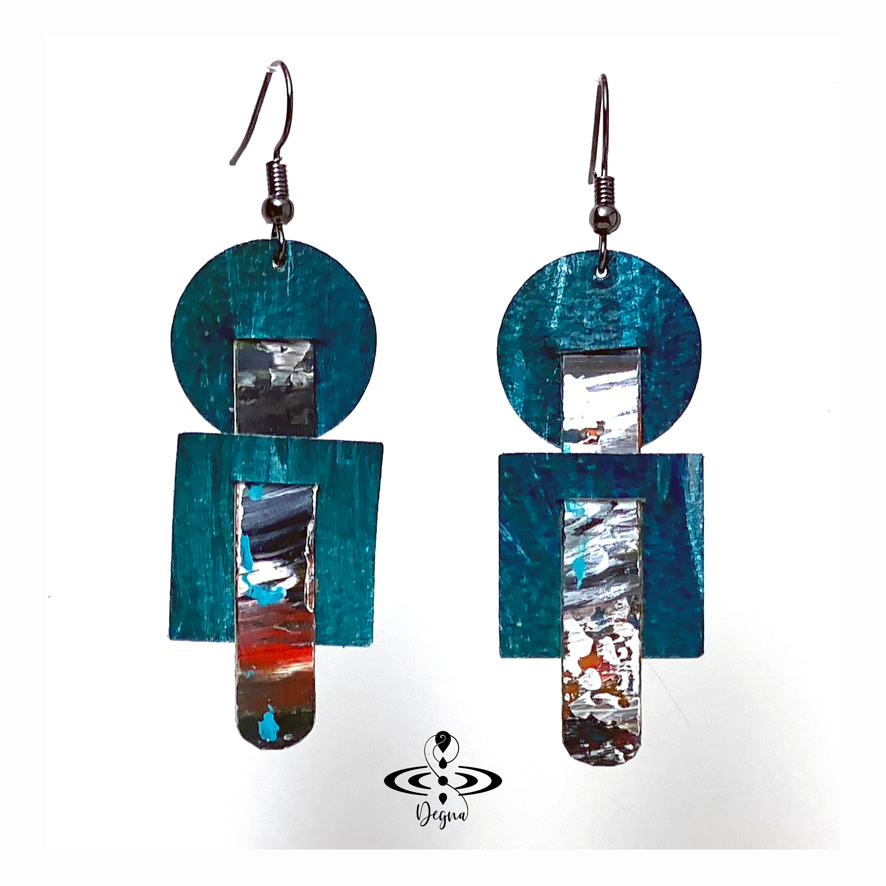 Hand Painted Wearable Art Earrings - Geometric Series - Etsy