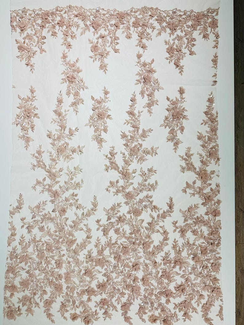 LL-1590, 3D Flower Lace Fabric in Powder-rosé Color - Etsy Canada