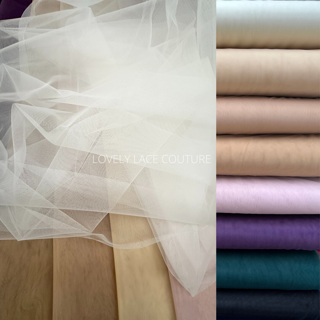 3m Wide, Tulle Fabric, Solid Tulle Fabric in Ivory, Beige, Nude, Dark ...
