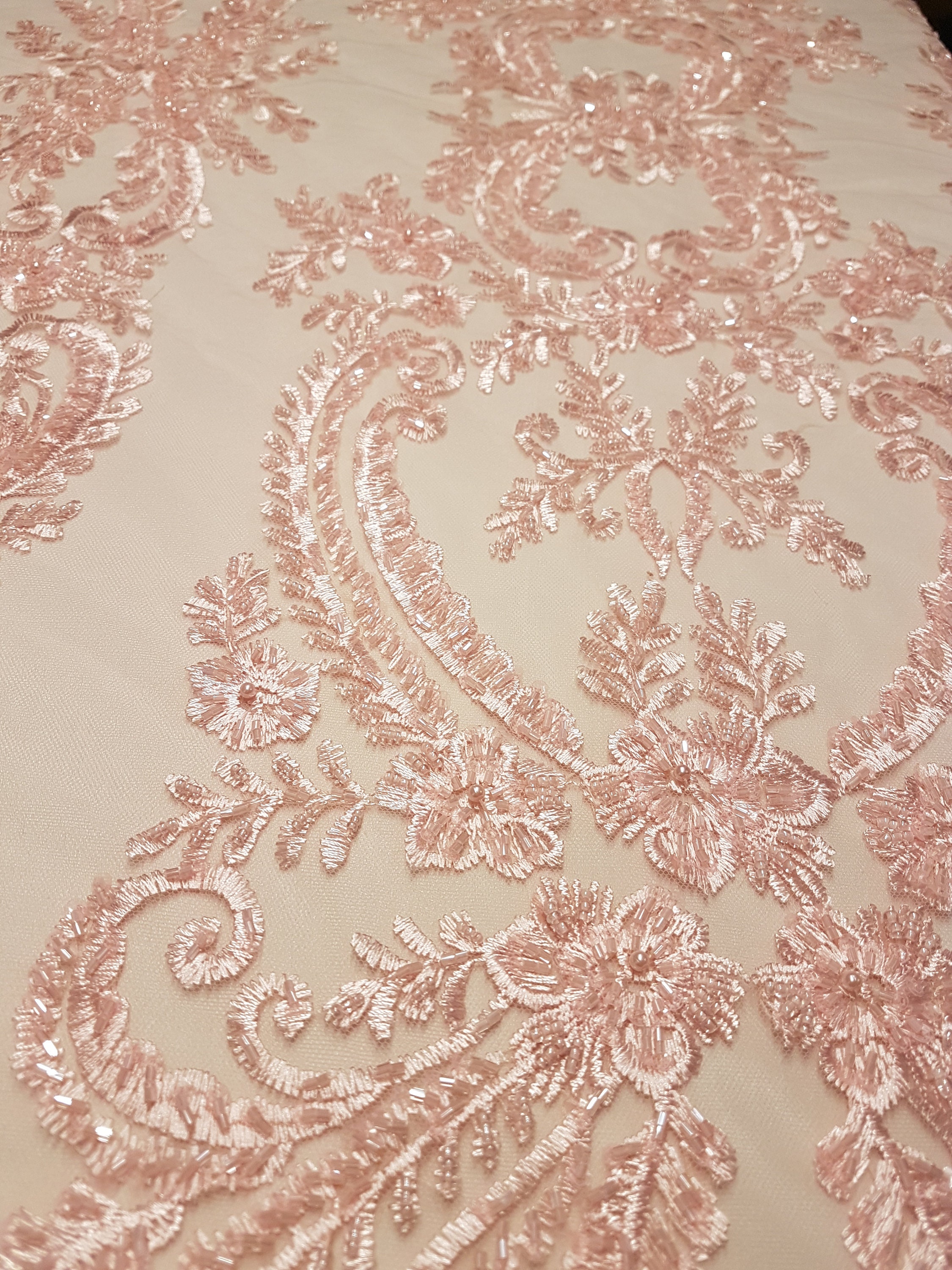 LL-1129, Rose Embroidered Lace Fabric, Bridal Wedding Lace With ...