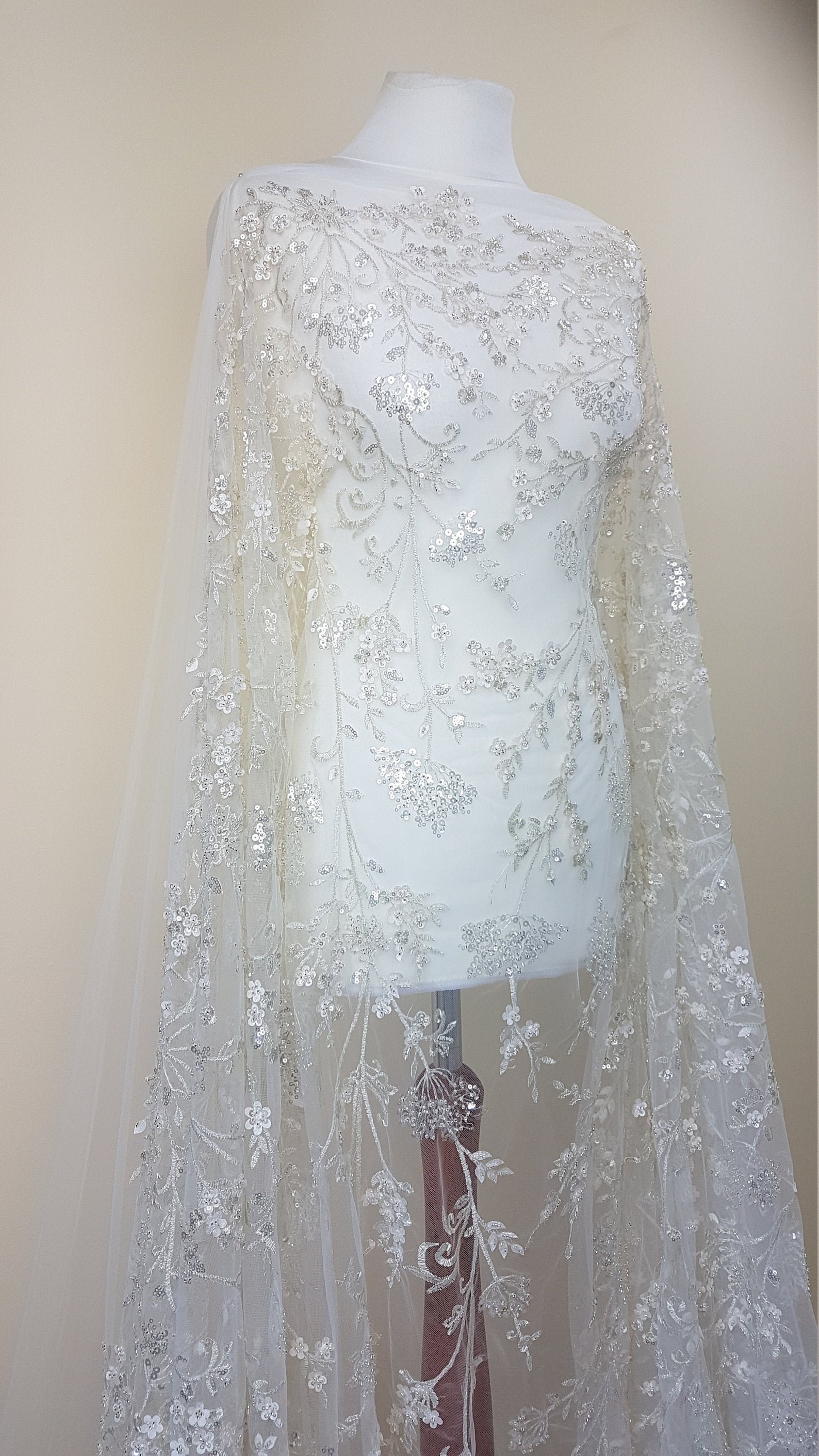 Gorgeous Sparkling Flower Lace With Beads and Transparent | Etsy