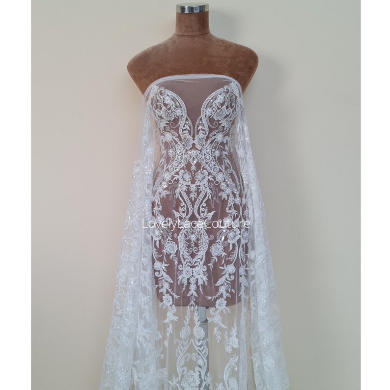 Gorgeous Modern Bridal Lace Design Beaded Lace in Off-white - Etsy