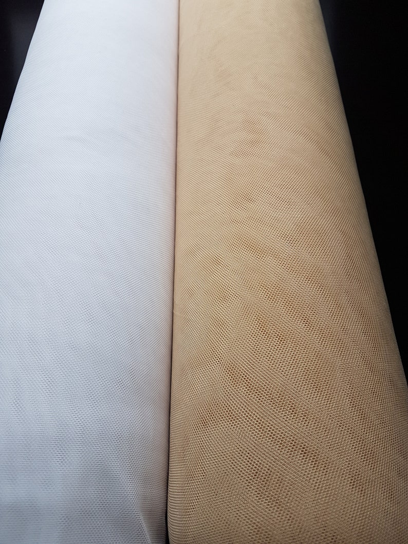 Elastischer Mesh Stoff in Hautfarbe oder Weiß, 4-Wege-Stretch für ...