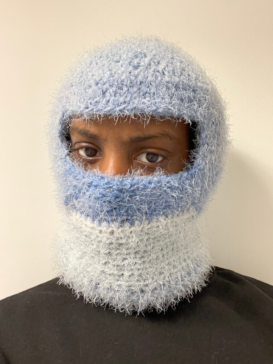 Fuzzy Crochet Balaclava Fuzzy Balaclava Blue Ombré Balaclava - Etsy