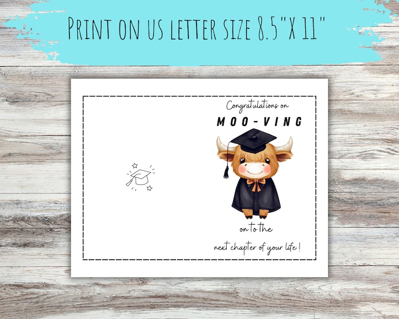 Graduation Card Printable Grad Card Cow Graduation Gift for Daughter ...