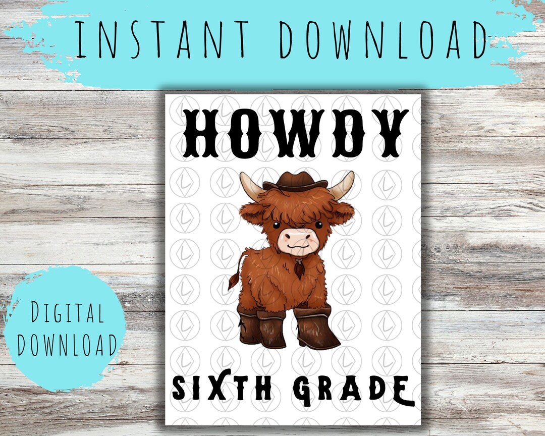 Howdy Sixth Grade Western Classroom Decor Welcome Back to School Cowboy ...