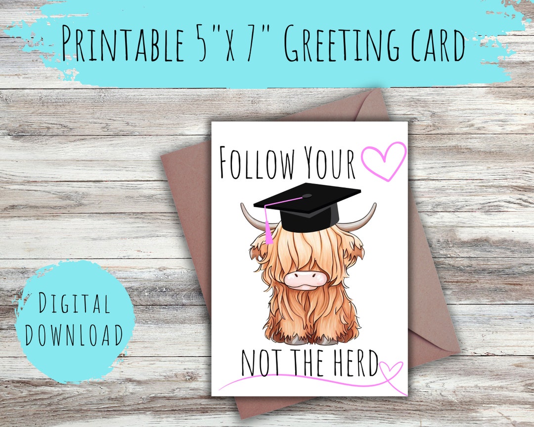 COW Graduation Card INSTANT DOWNLOAD Graduation Printable Grad Card ...