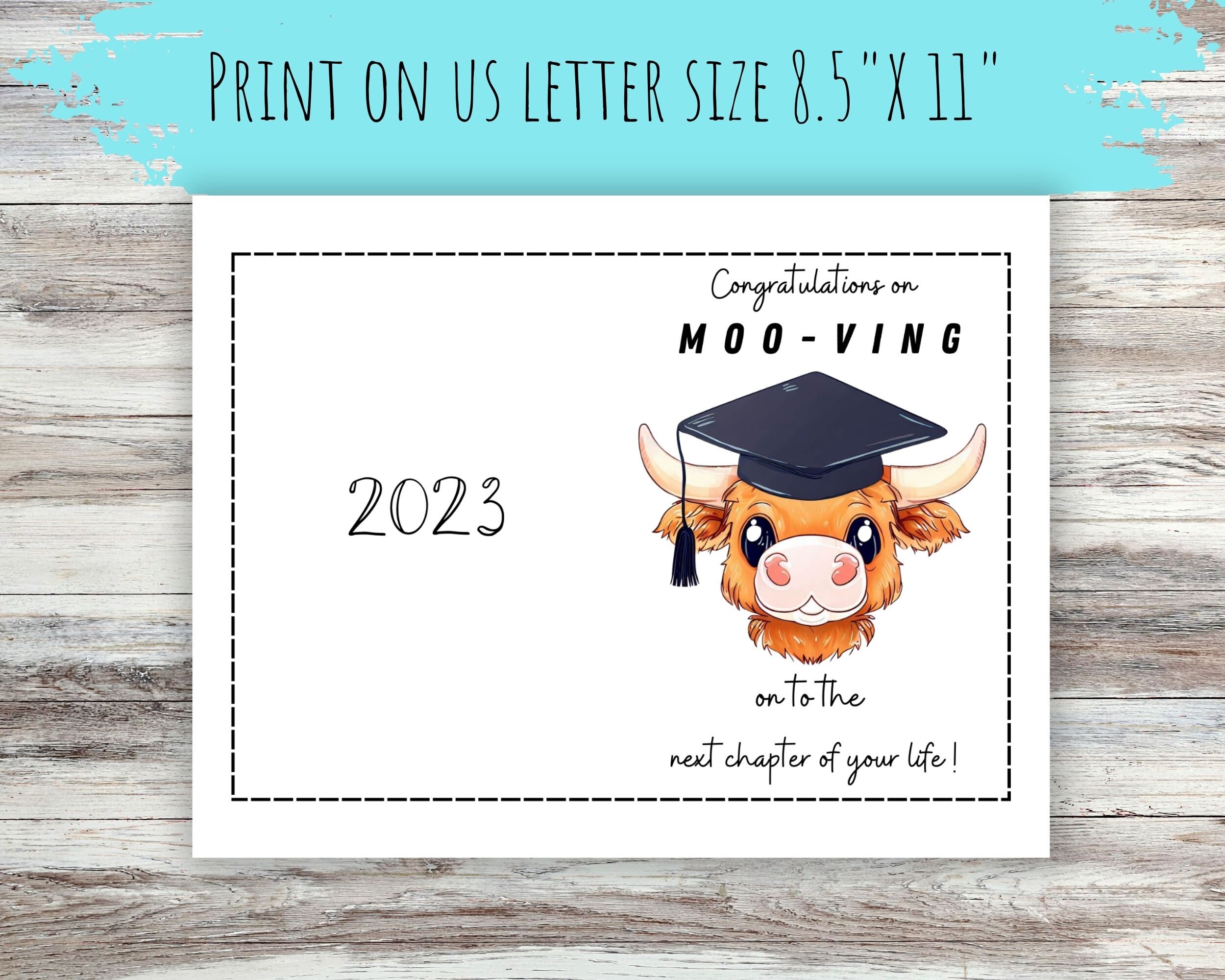 Graduation Card Printable Grad Card Cow Graduation Gift for - Etsy