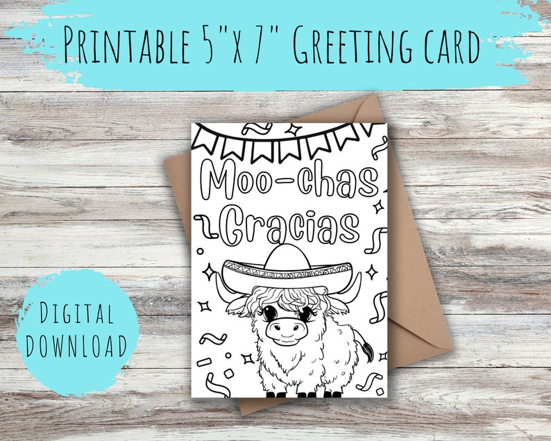 Printable Thank You Card INSTANT DOWNLOAD Coloring Card Thank You ...