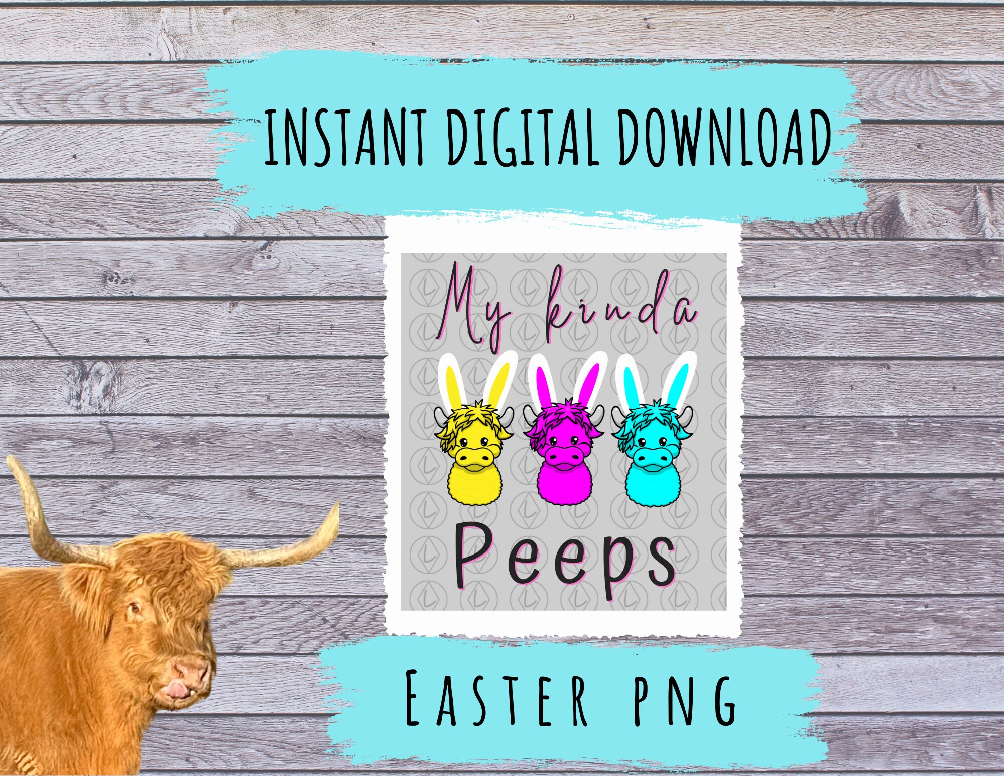 Easter Cow PNG Digital Download Easter Bunny Peeps Cow Easter PNG ...