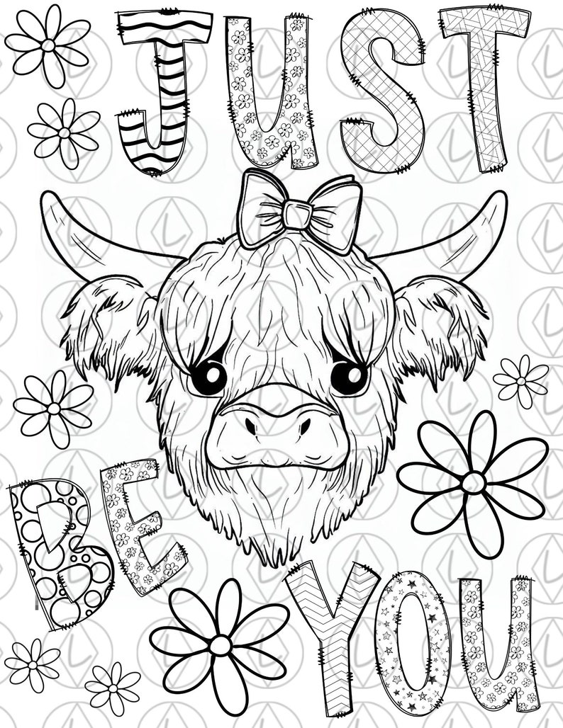 Highland Cow Coloring Pages Summer Coloring Pages INSTANT DOWNLOAD ...