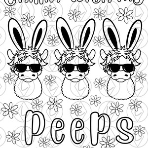 Easter Cow Coloring Pages Highland Cow Easter Printable Instant ...