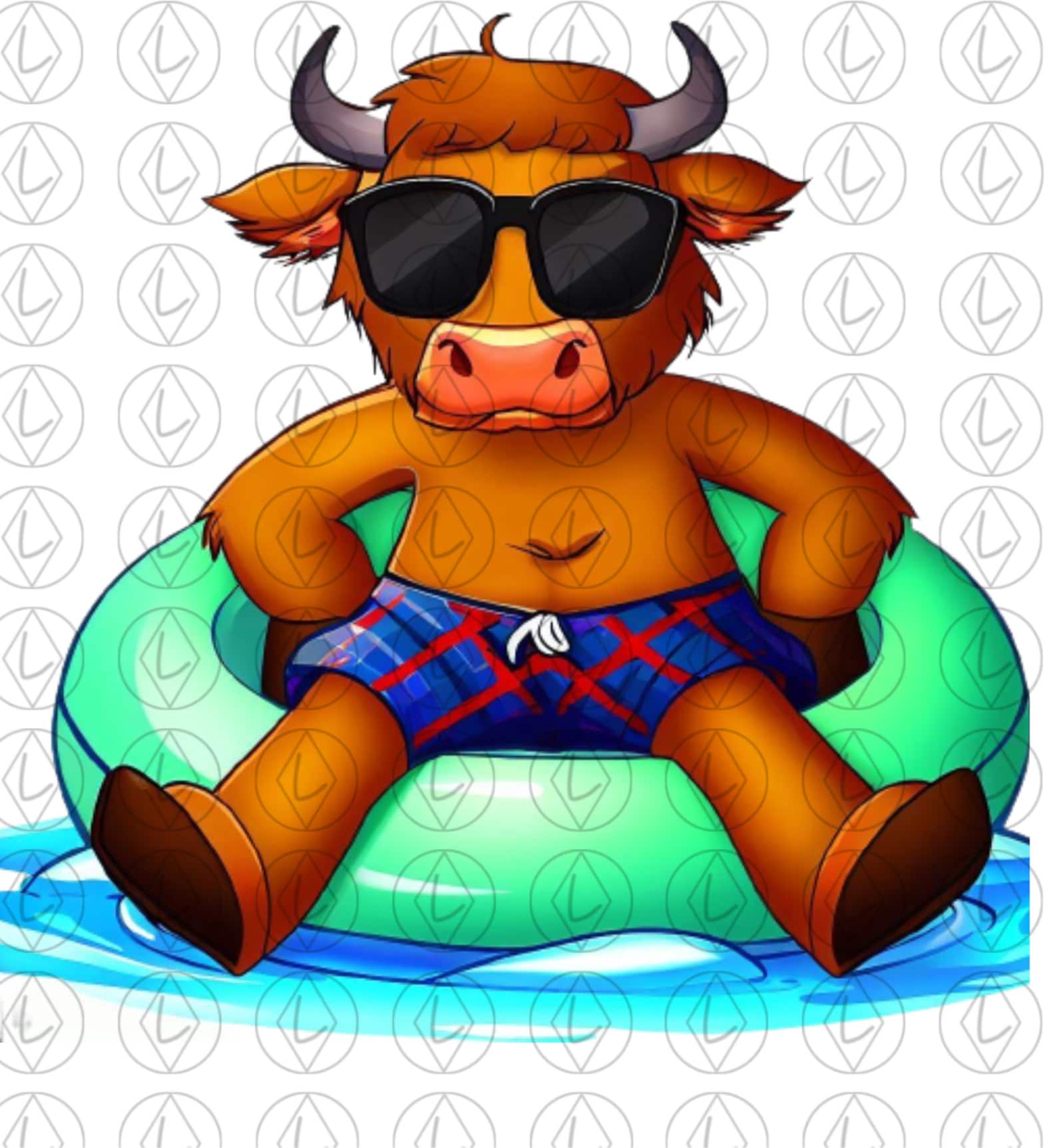 Highland Cow Summer PNG, Cows in Tubes (digital Download) - Etsy