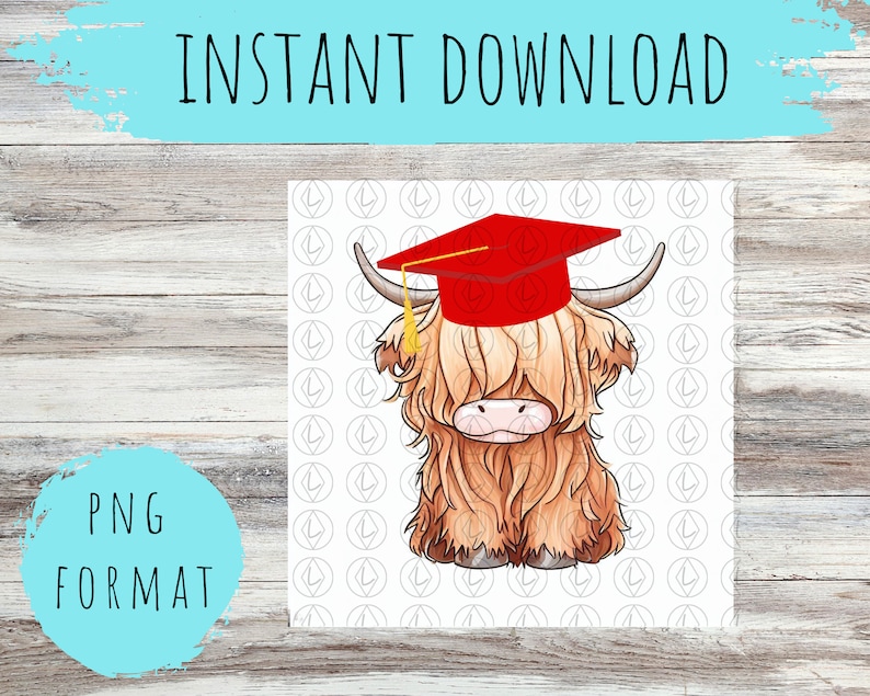 Graduate Cow Printable Grad Cow Graduation Gift INSTANT DOWNLOAD PNG ...