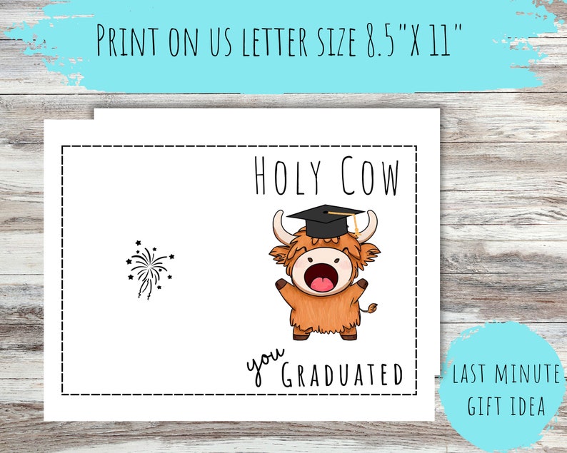 Highland Cow Graduation Card, Funny Grad Gift (digital Download) - Etsy