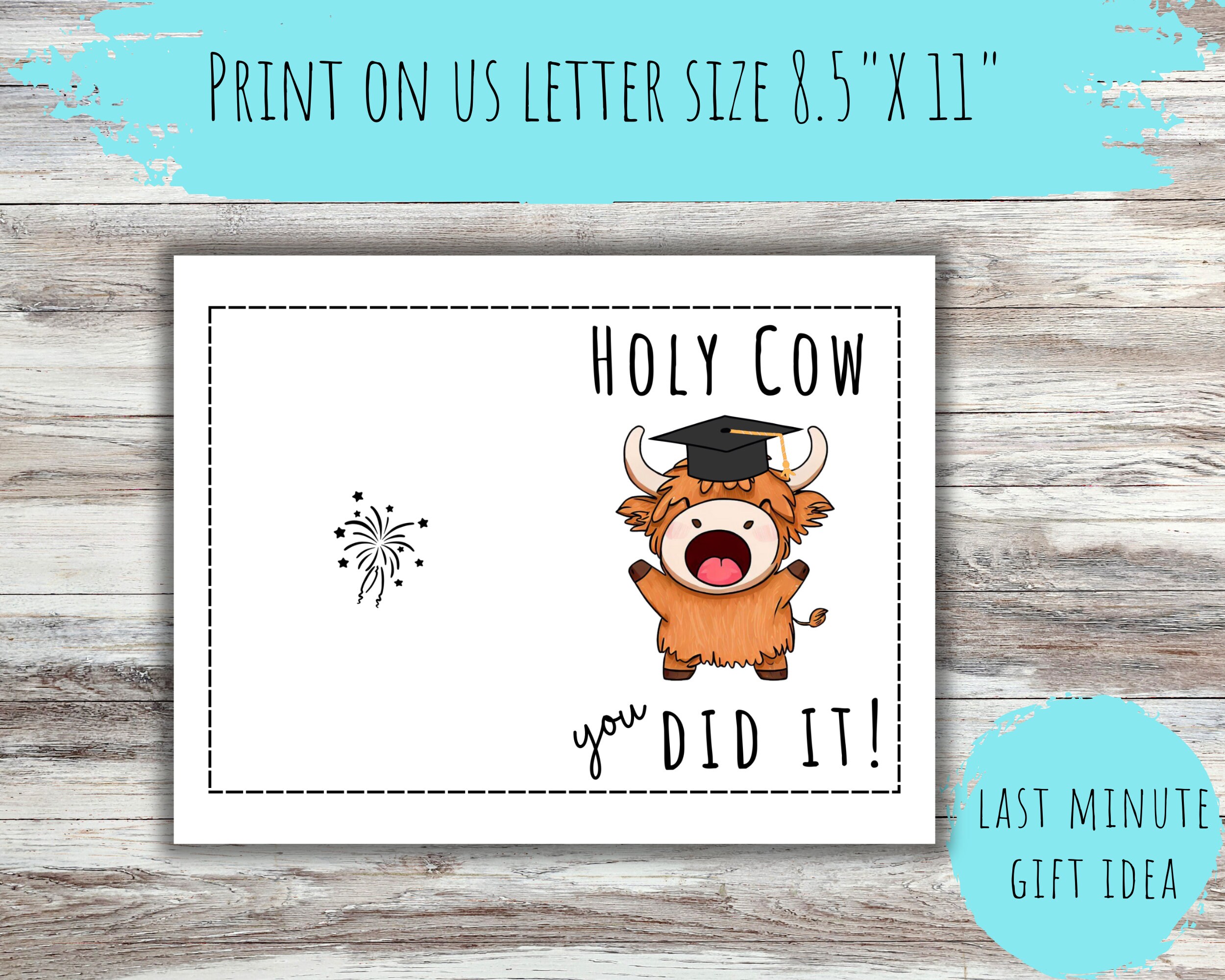 Holy Cow You Did It INSTANT DOWNLOAD Graduation Card Printable Grad ...