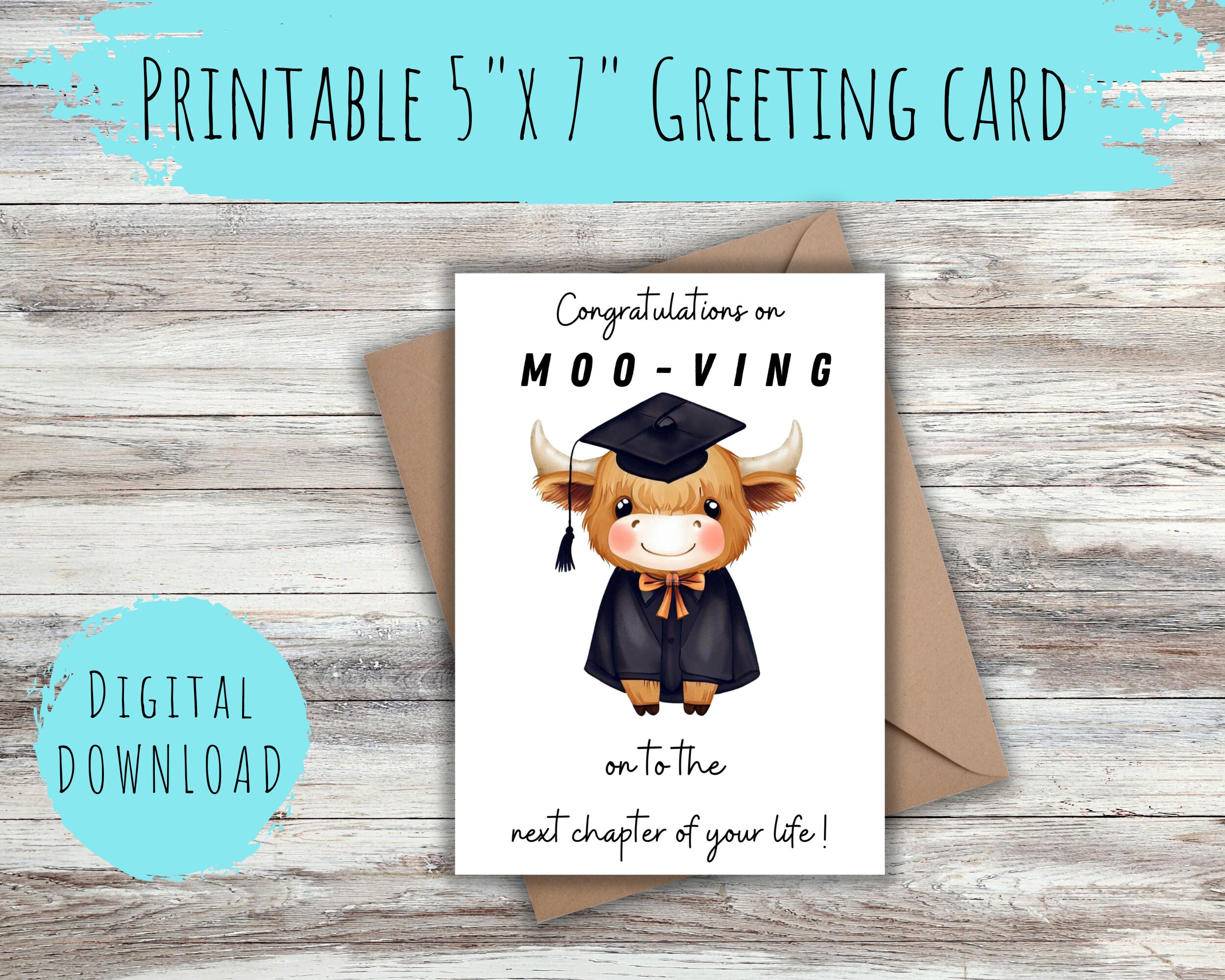 Graduation Card Printable Grad Card Cow Graduation Gift for Daughter ...