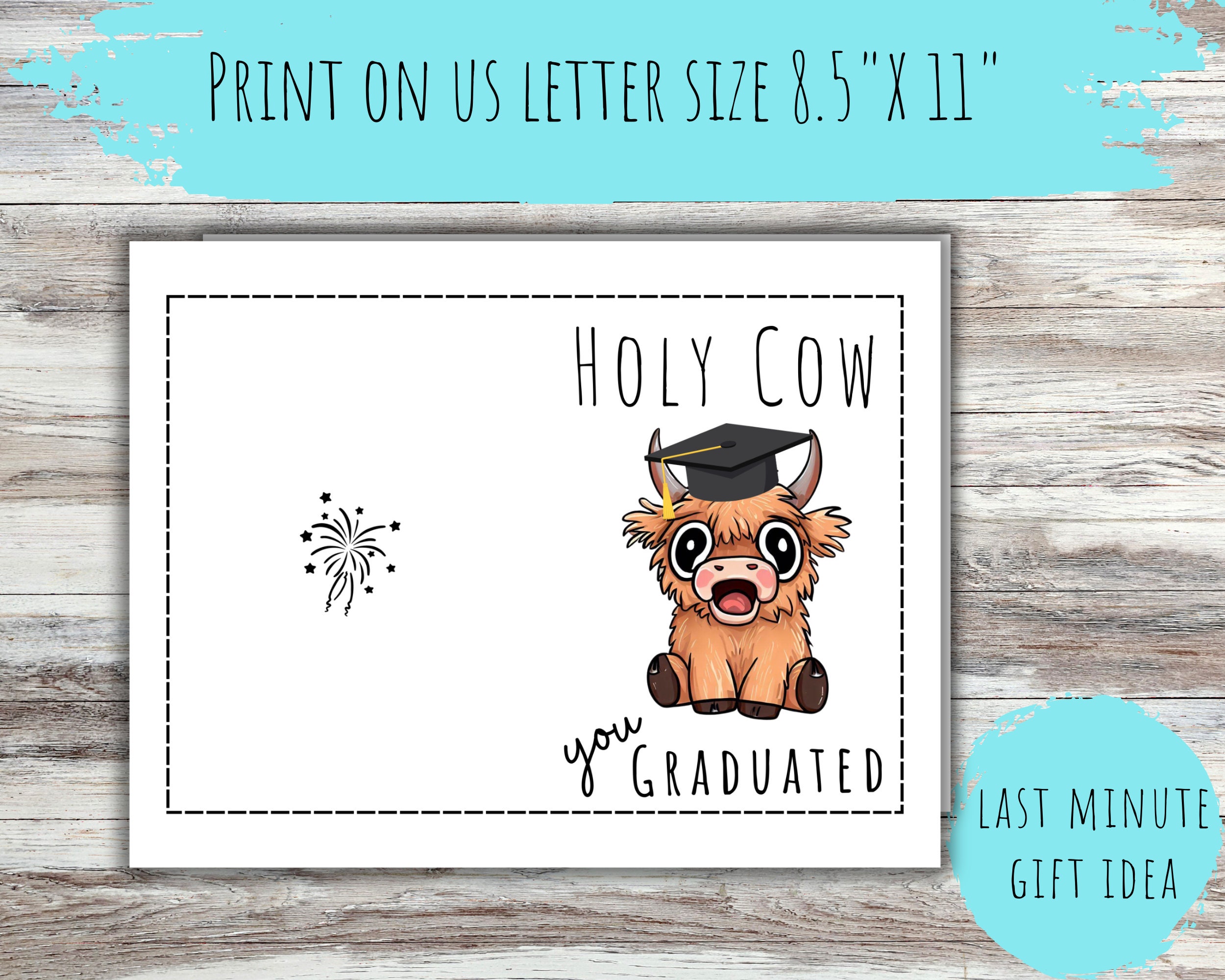 Holy Cow You Graduated INSTANT DOWNLOAD Graduation Card Printable Grad ...