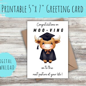 Cow Graduation Gift INSTANT DOWNLOAD Graduation Card Printable Grad ...
