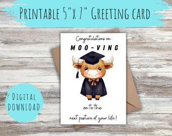 Graduation Card Printable Grad Card Cow Graduation Gift for Daughter ...