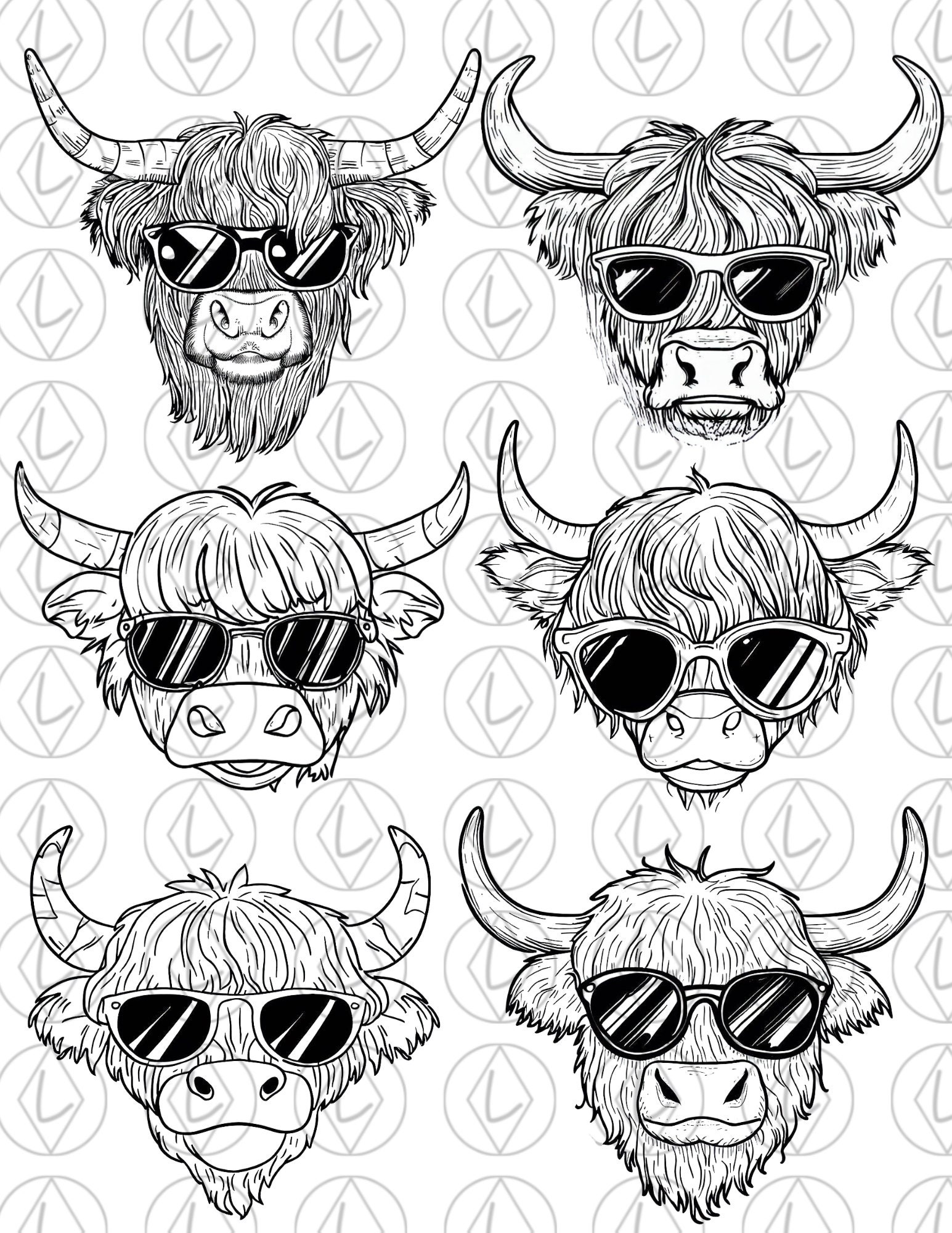 Highland Cow Coloring Pages Summer Coloring Pages INSTANT DOWNLOAD ...