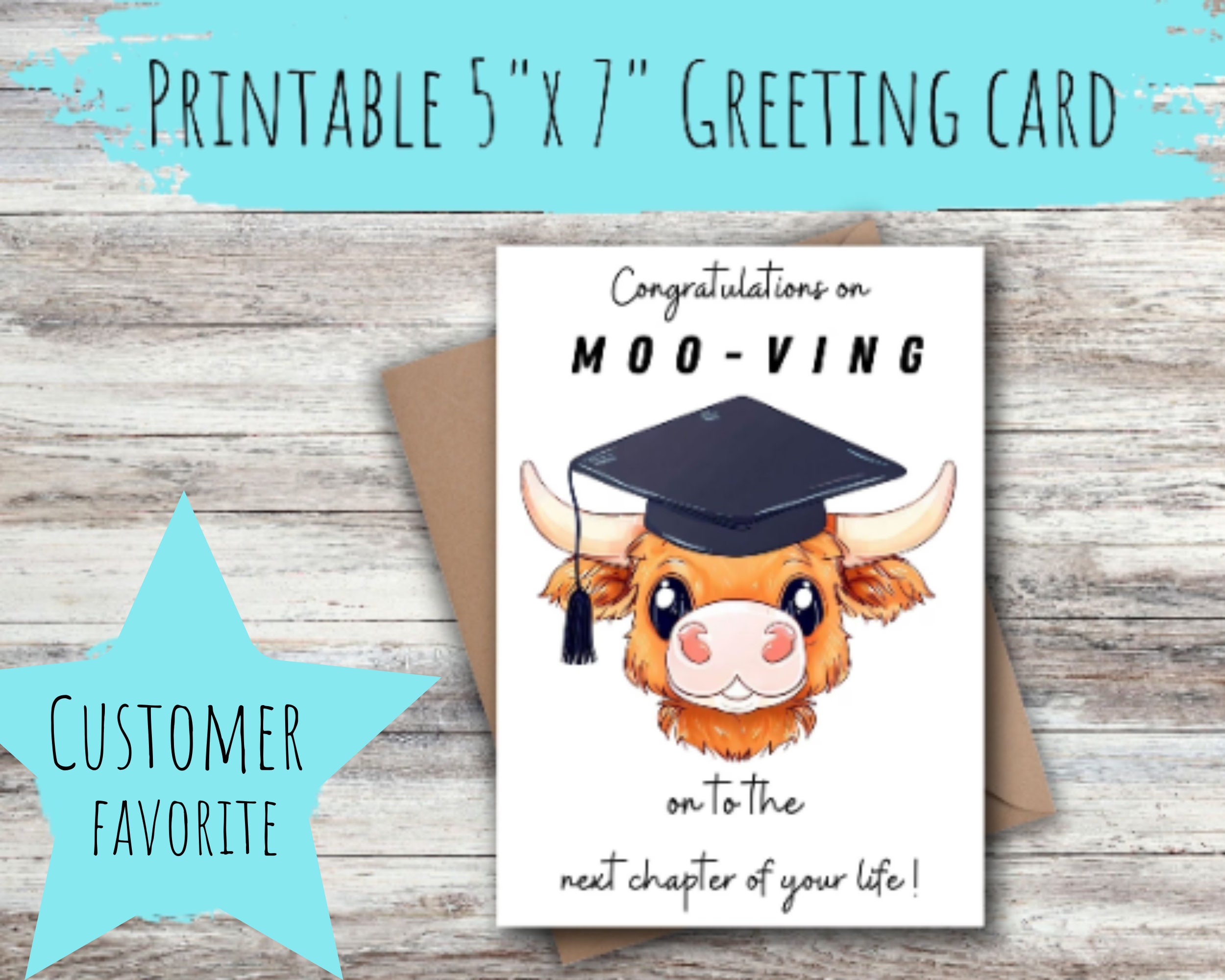 Graduation Card Printable Grad Card Cow Graduation Gift for Her INSTANT ...