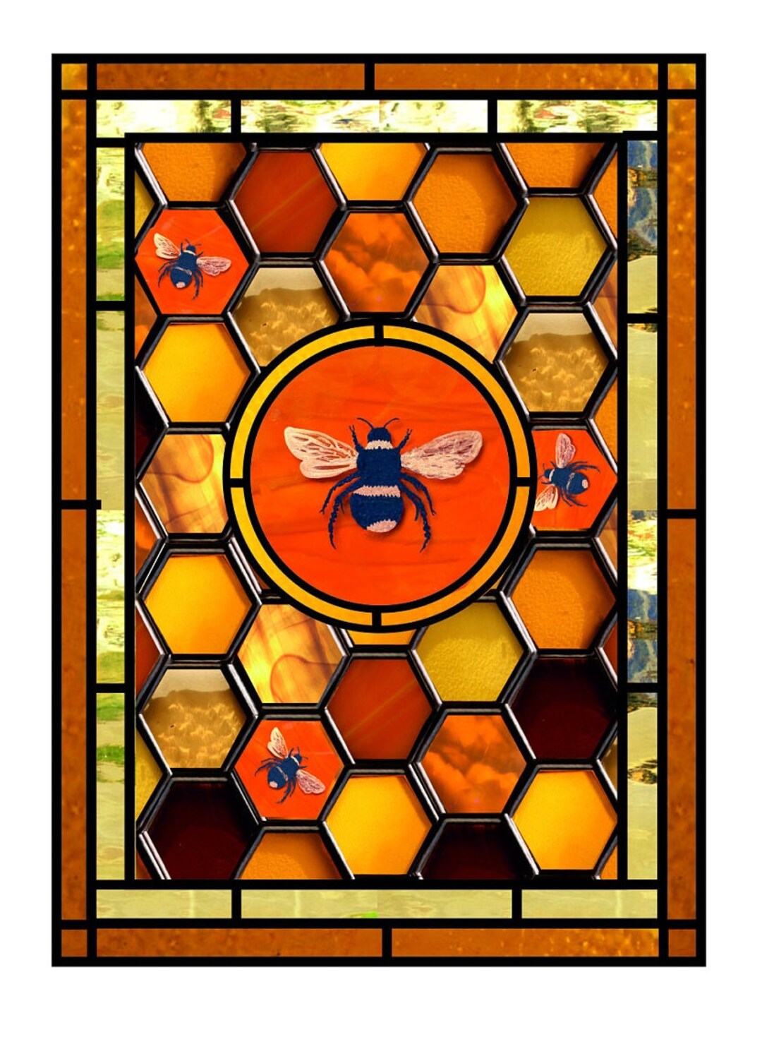 Custom Order Stained Glass Bee Panel - Etsy