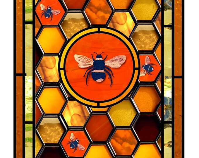 Custom Order Stained Glass Bee Panel - Etsy