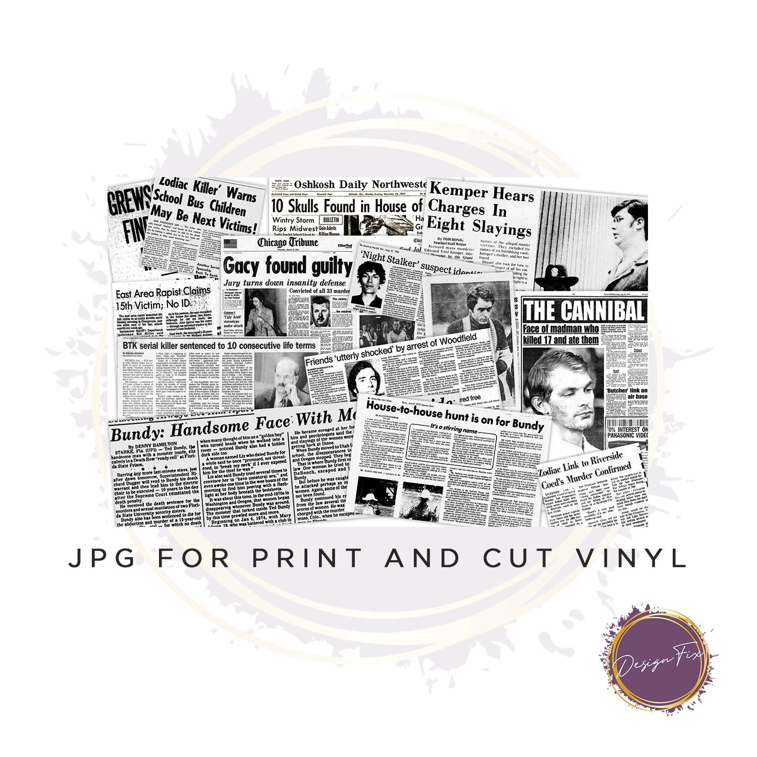 Serial Killer Newspaper/true Crime Print and Cut Cricut/silhouette Svgs ...
