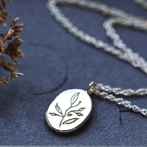 925 Sterling Silver Olive Branch With Rope Chain Necklace - Etsy