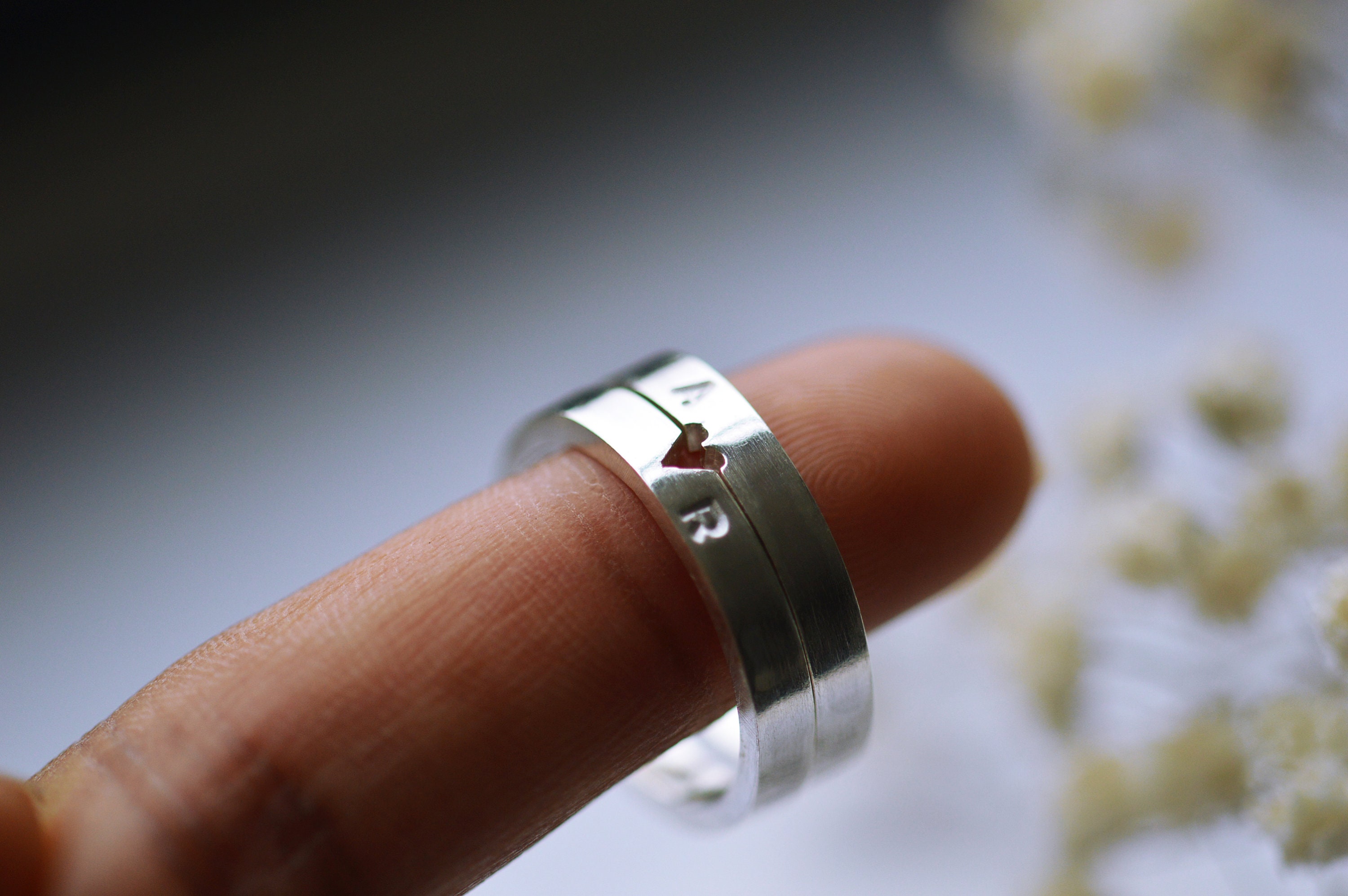 Heart Cut Out Ring Set Subtle Heart Ring Set valentines Day - Etsy