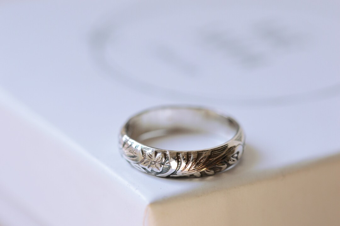 Patterned Sterling Silver Band | Vintage Lace Sterling Silver Band ...