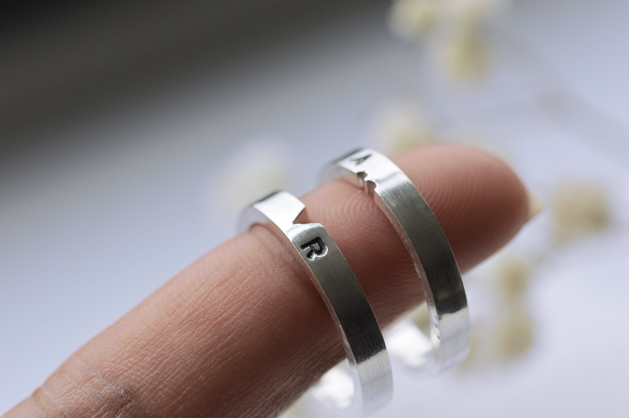 Heart Cut Out Ring Set Subtle Heart Ring Set valentines Day | Etsy UK