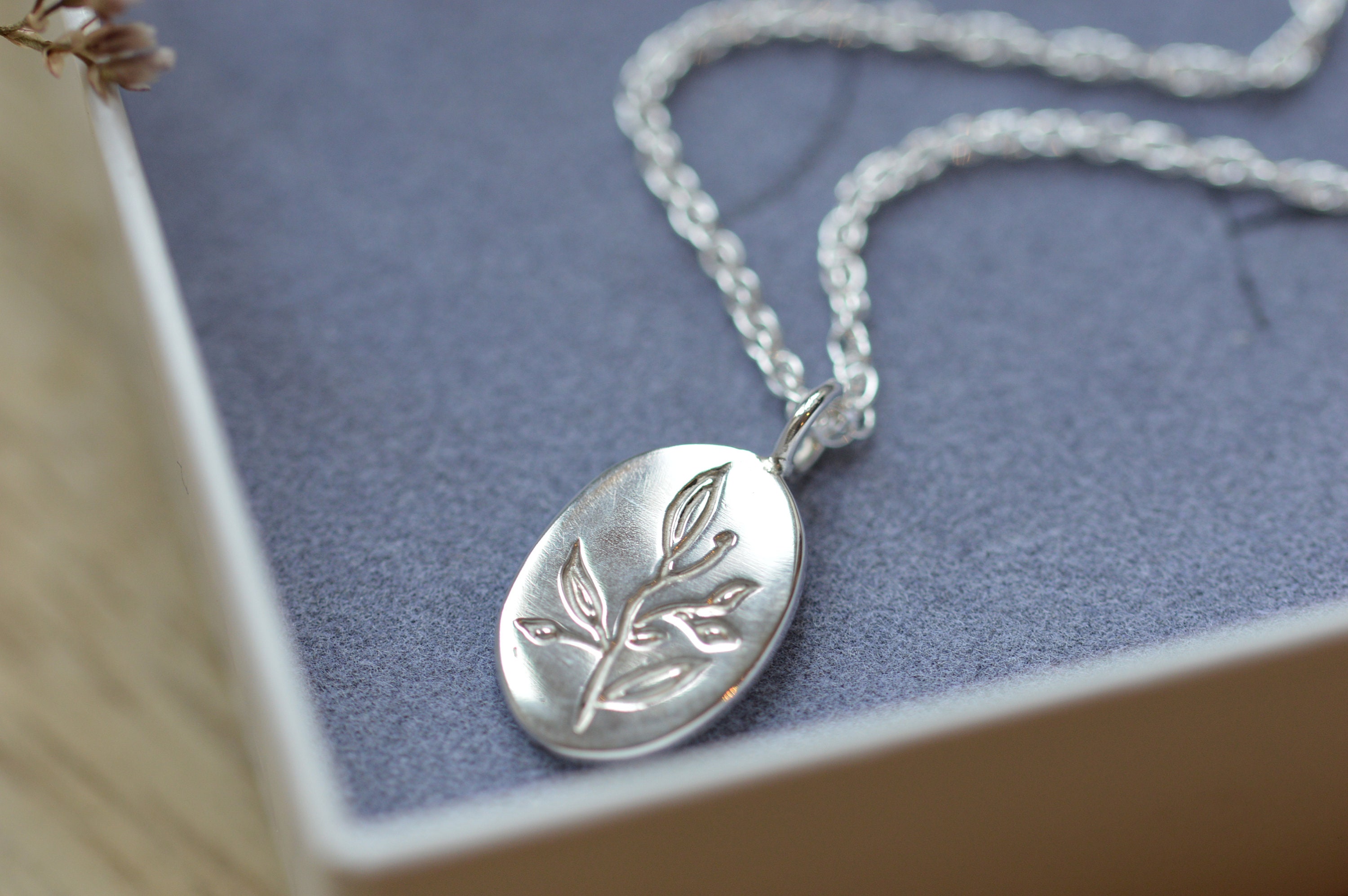 925 Sterling Silver Olive Branch with Rope chain Necklace | Etsy