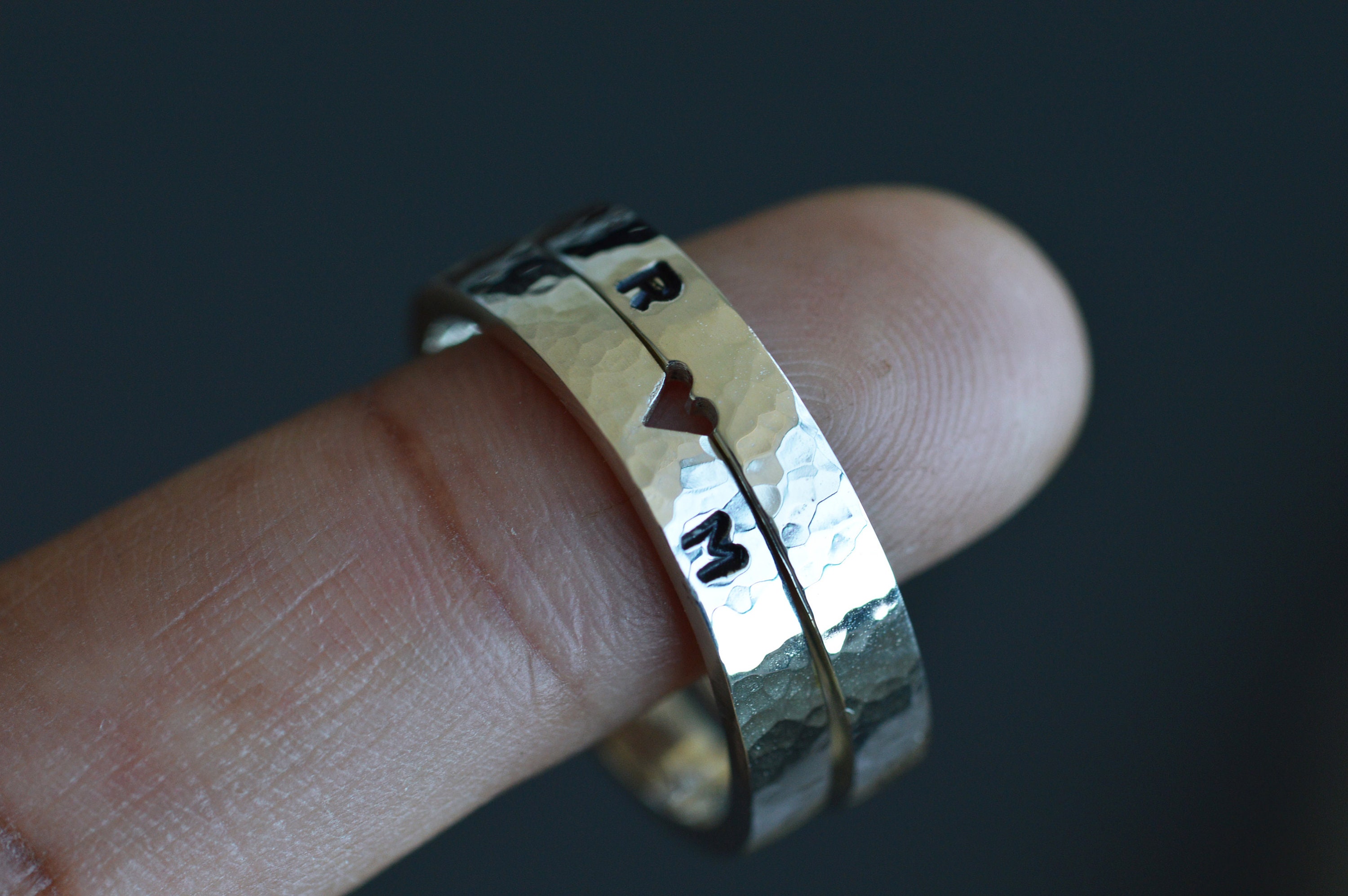 Heart Cut Out Ring Set Subtle Heart Ring Set valentines Day - Etsy