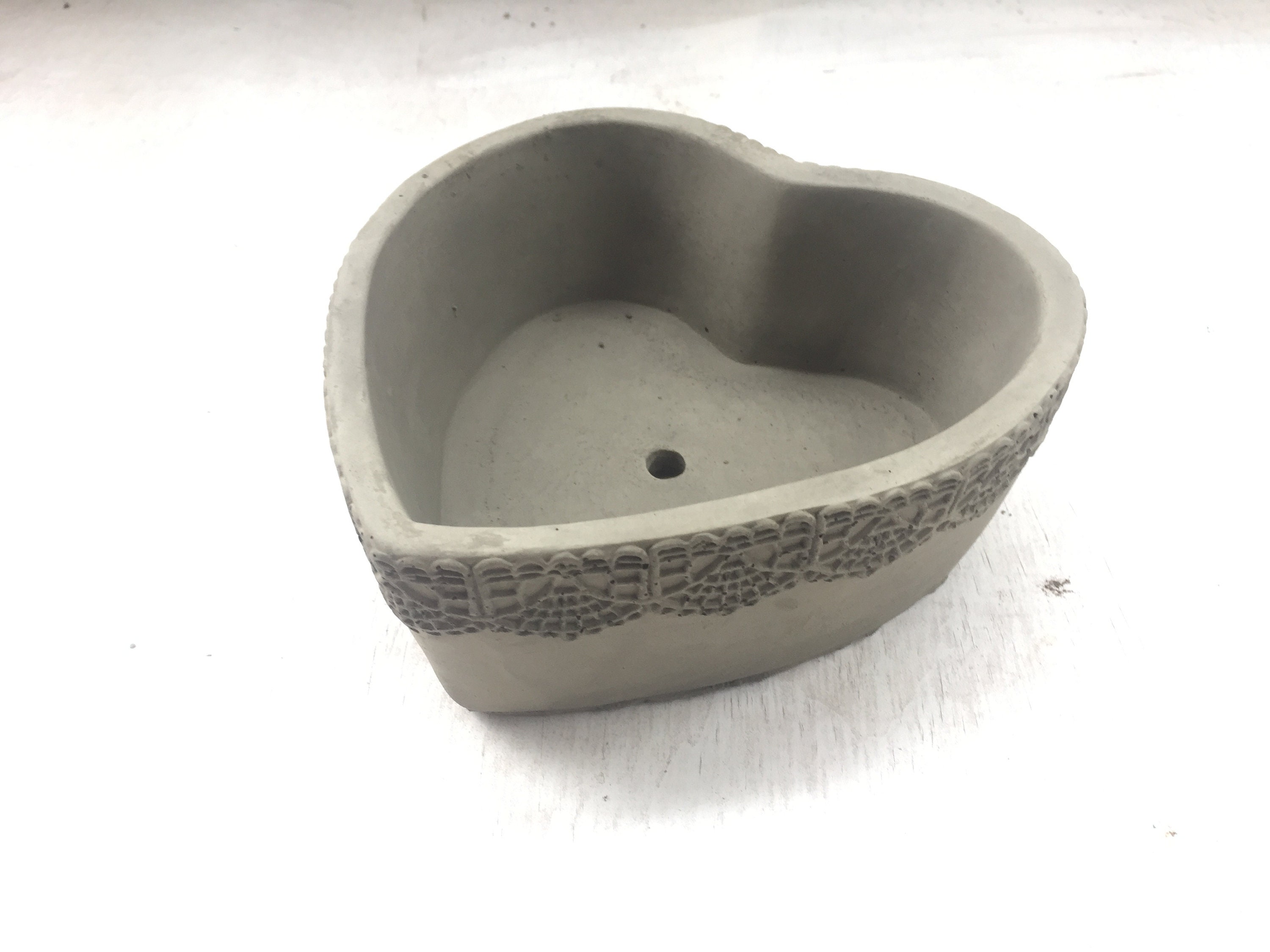 Heart Shaped Cement Planter With Live Succulents Client - Etsy