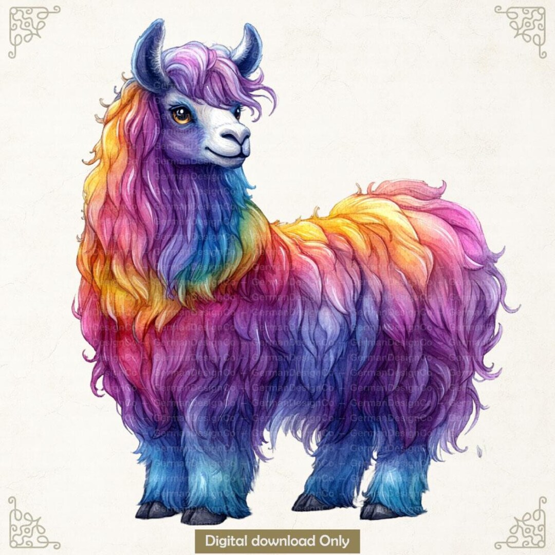 Watercolor Llama Clipart Bundle: Whimsical PNG Images (digital Download ...