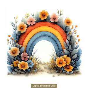Watercolor Floral Rainbow Clipart: Boho Style (digital Download) - Etsy