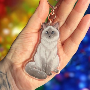 Balinese Cat Glitter Acrylic Keychain - Etsy