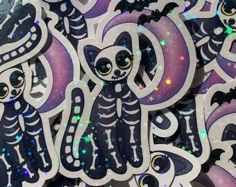 Hello Kitty Pink Skeleton HOLOGRAPHIC Sticker Vinyl Stickers, Sticker ...