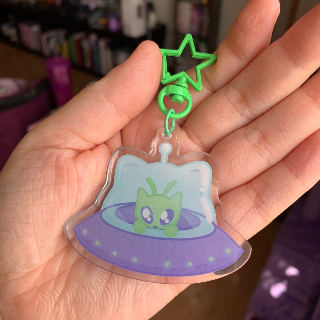 Alien Kitty Glitter Acrylic Keychain Spaceship - Etsy