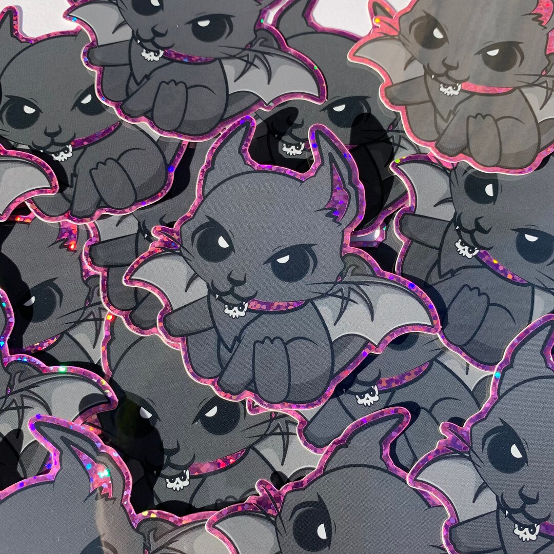 Goth Kitty Holographic Sticker - Etsy