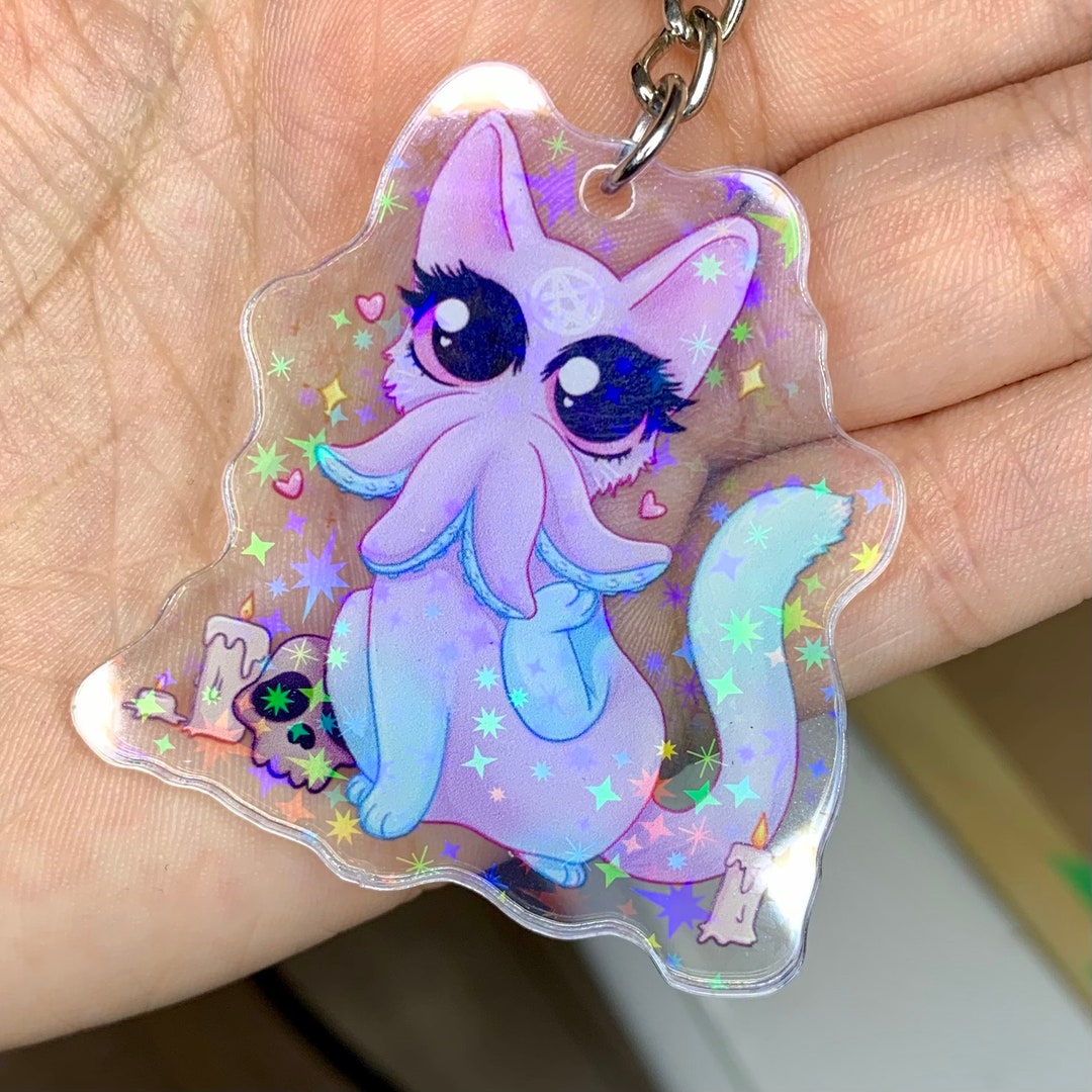 Kawaii Cthulhu Kitty Holographic Acrylic Keychain - Etsy