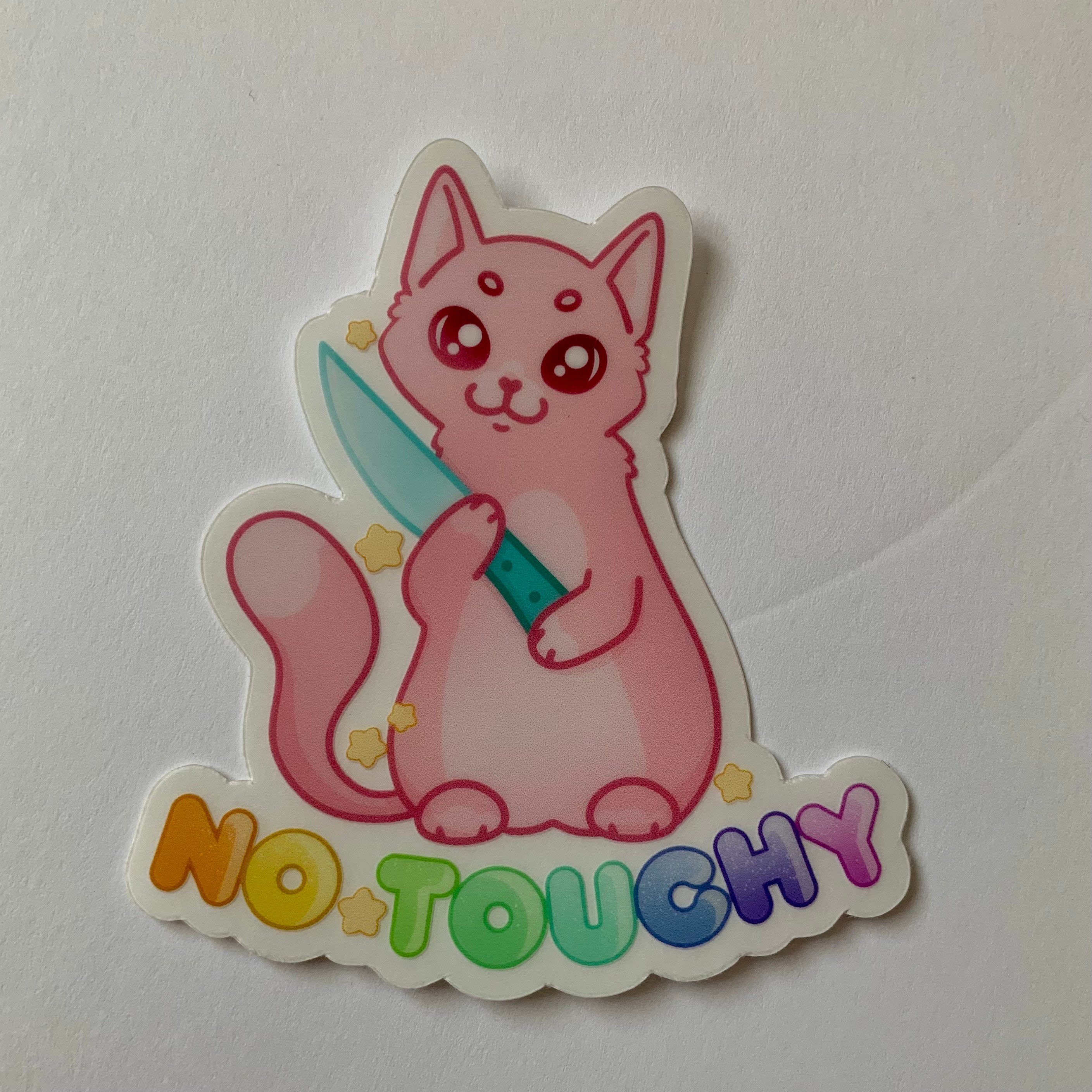 No Touchy Pastel Kitty Clear Sticker - Etsy