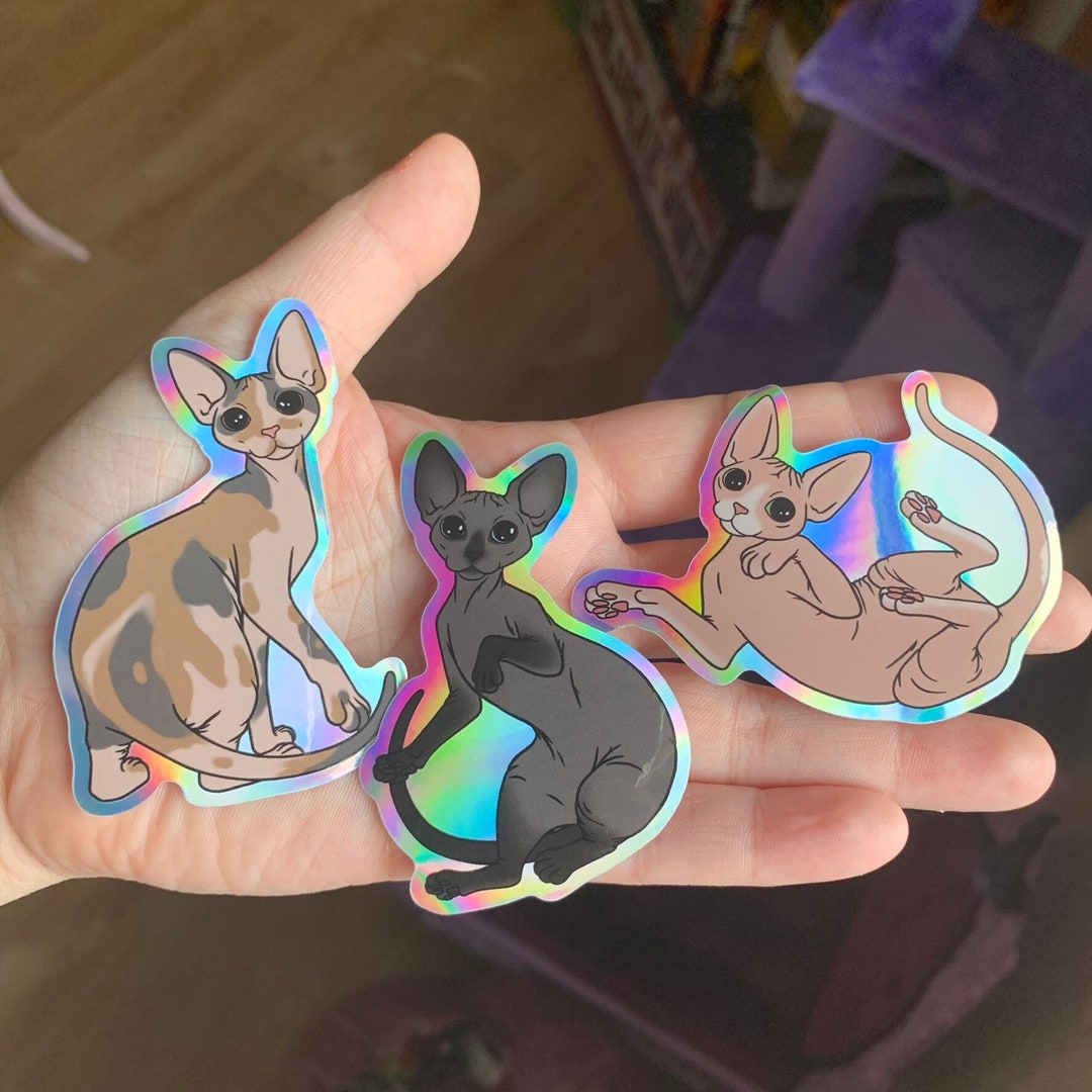 Sphynx Cat Holographic Vinyl Sticker - Etsy