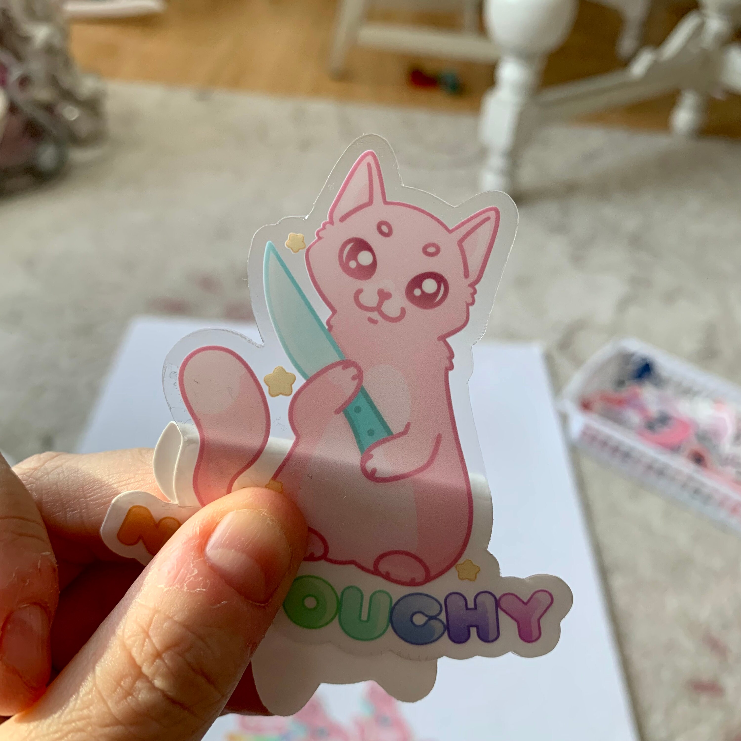 No Touchy Pastel Kitty Clear Sticker - Etsy