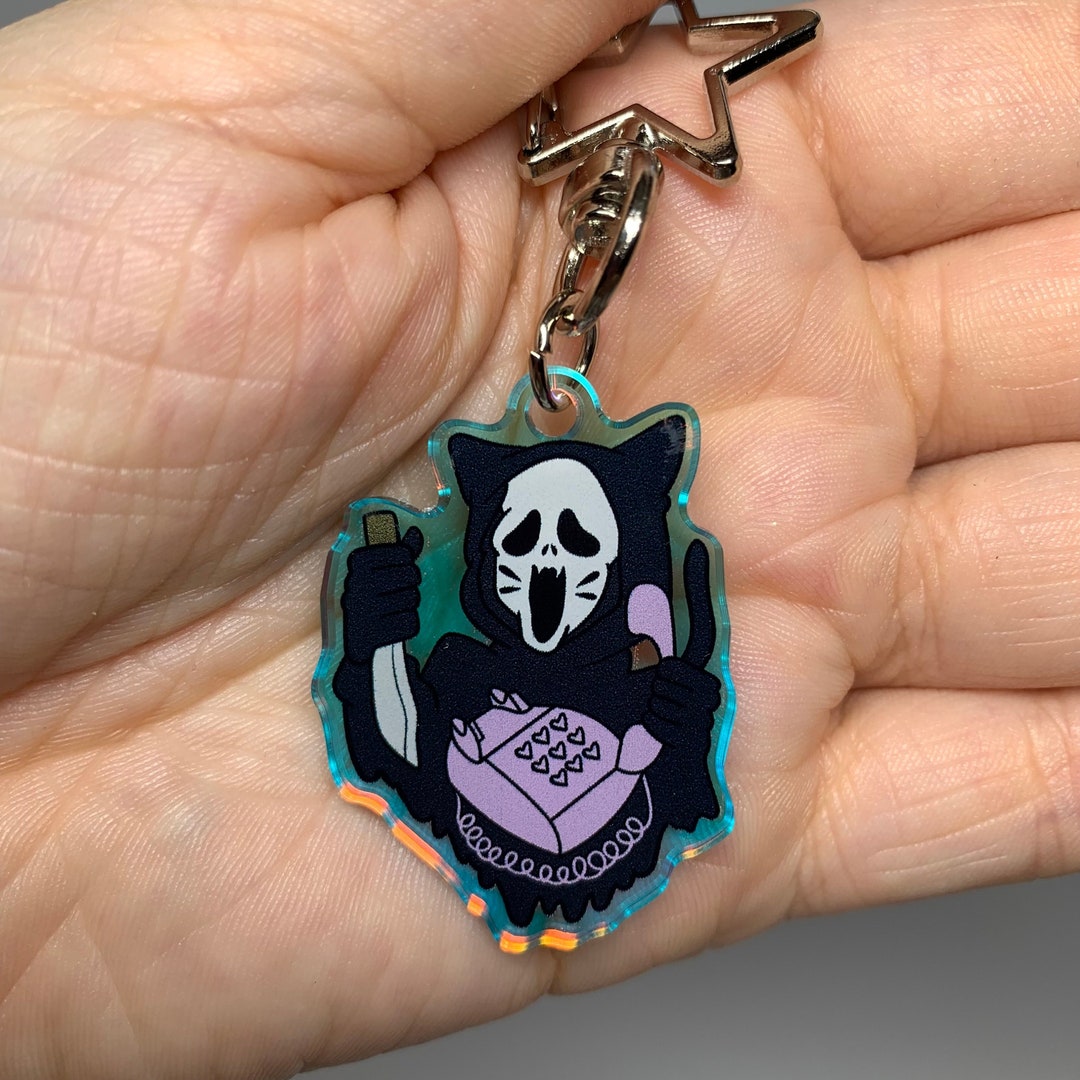 Horror Scream Kawaii Cat Iridescent Acrylic Keychain - Etsy