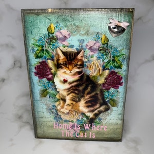 Vintage Shabby Washed Cat Signs - Etsy