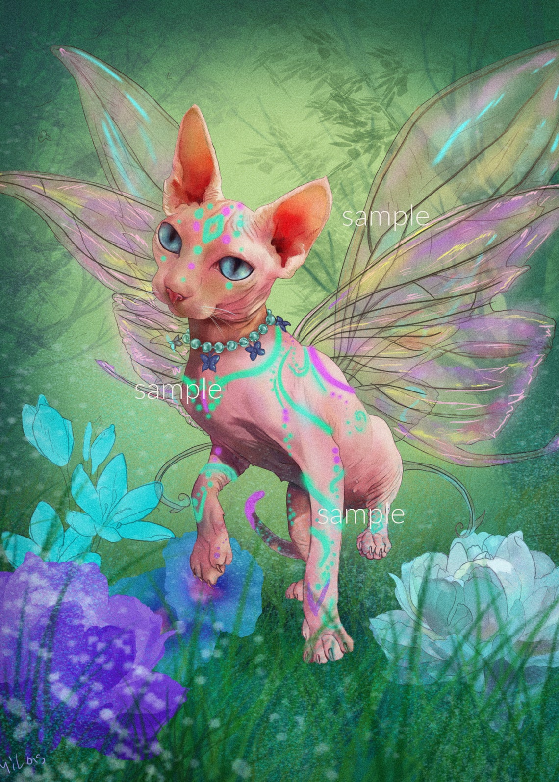 Sphynx Cat Fantasy Art Print - Etsy